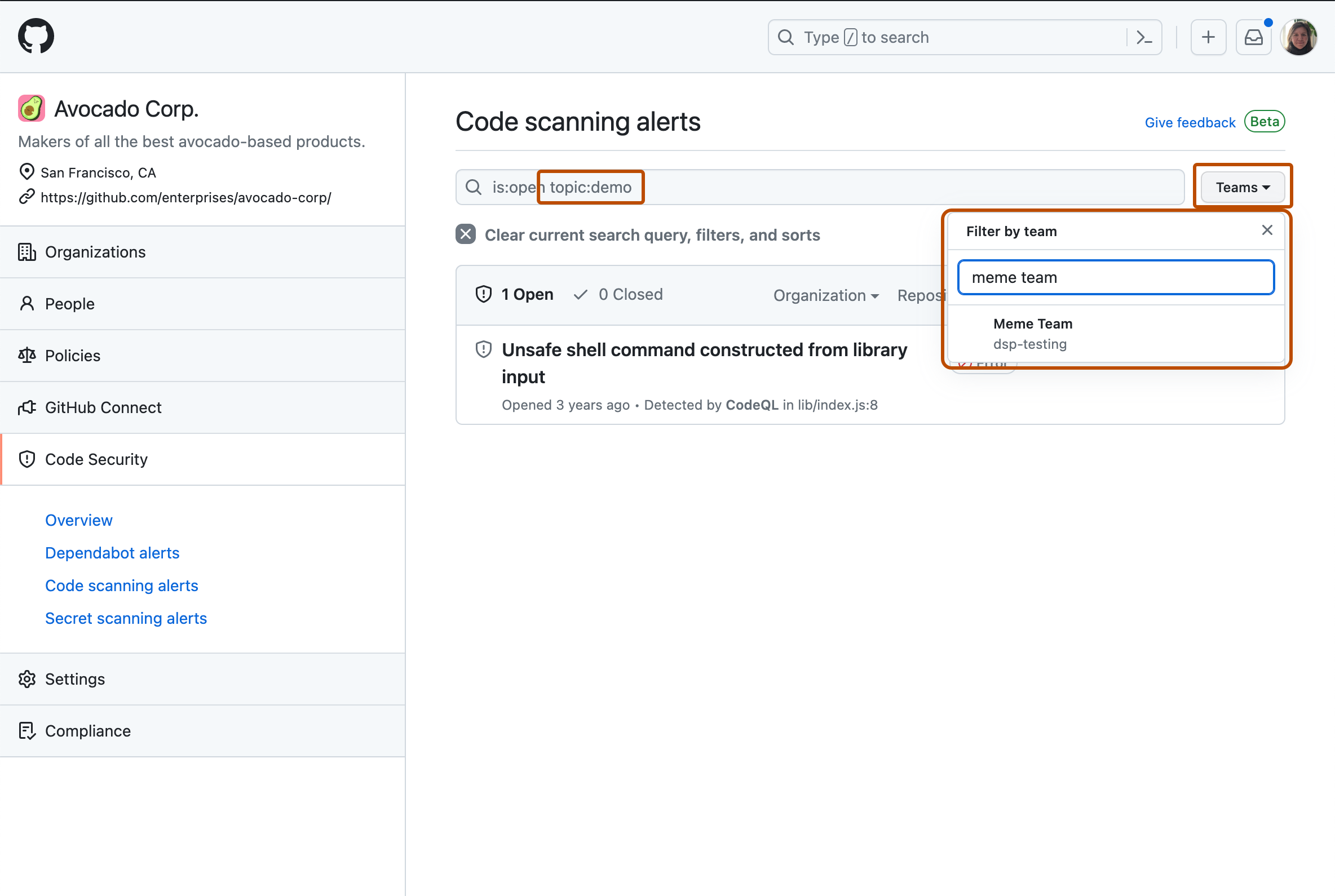 Repository Topics And Team Filters For Enterprise Level Dependabot