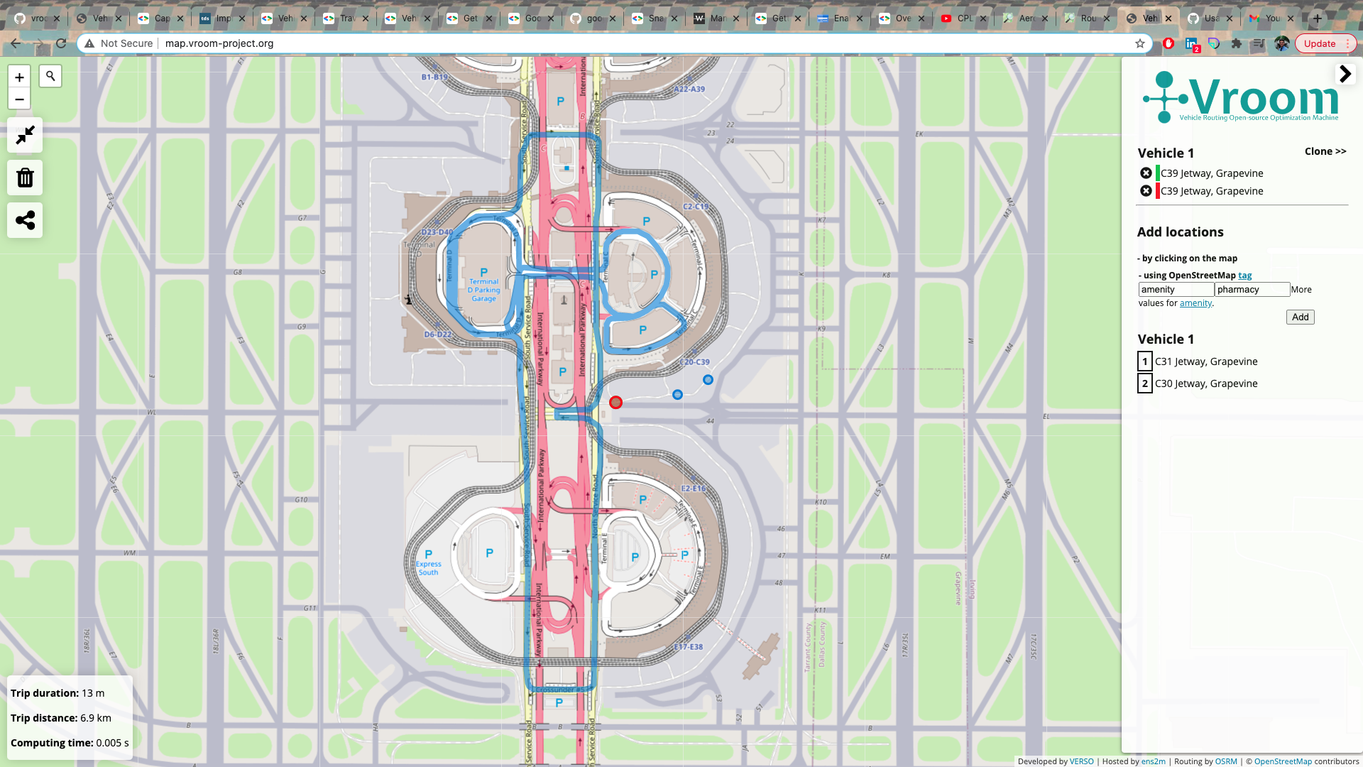 Using VROOM for Airport Ground Vehicle VRP | Snapping to Taxiways/Jetways (as opposed to Roads ...
