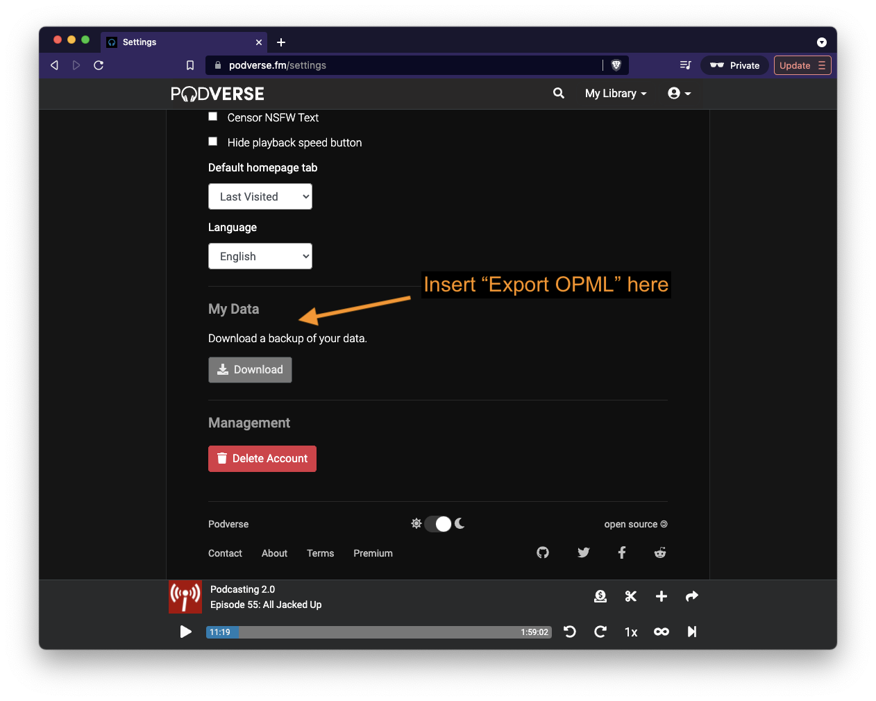 Add Export OPML feature to the Settings page · Issue #280 · podverse/podverse-web · GitHub