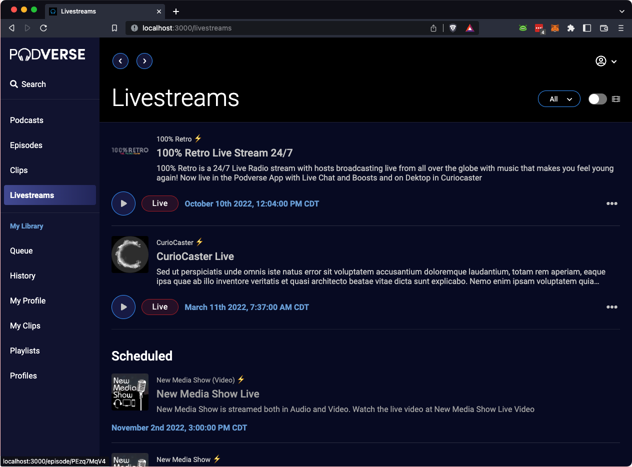 Show time zone with livestream start times · Issue #1018 · podverse/podverse-web · GitHub