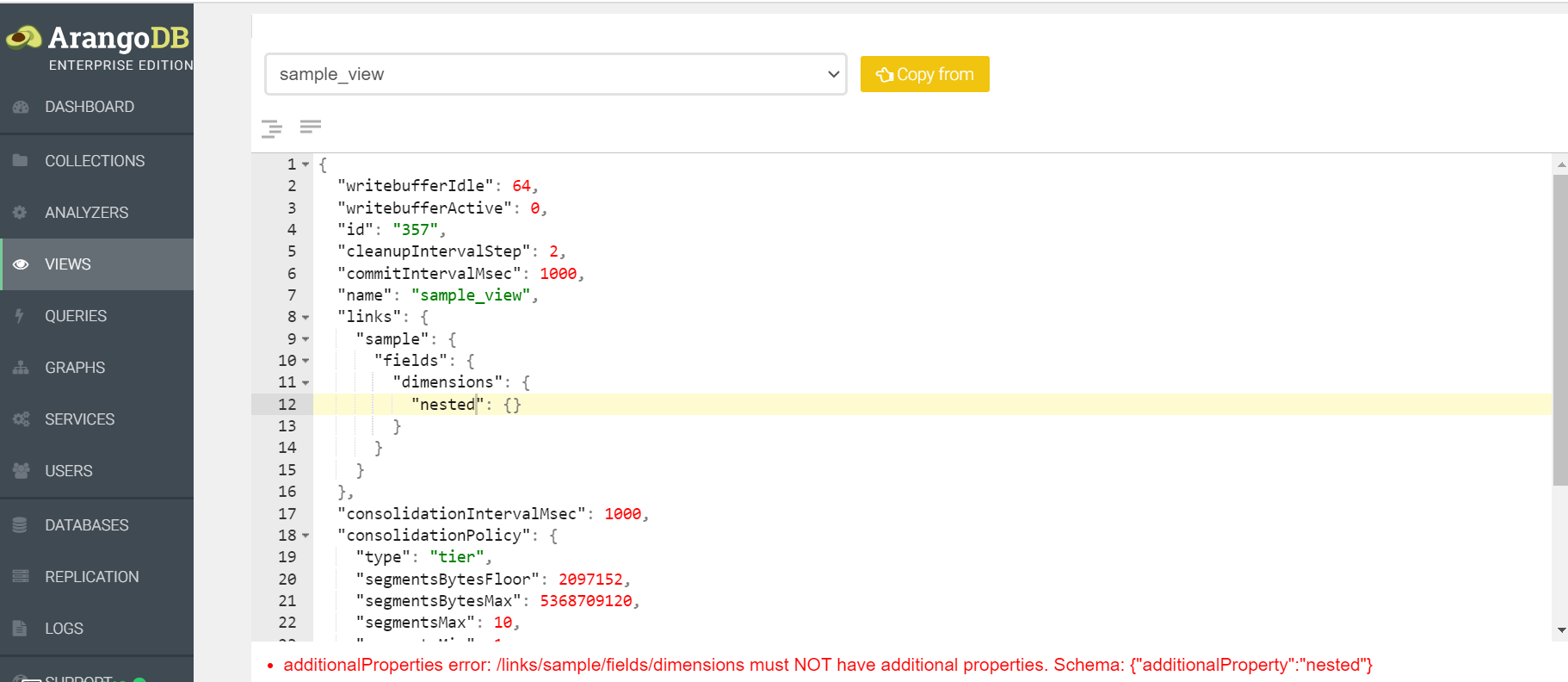 Additionalproperties Error Links Sample Fields Dimensions Must Not Have Additional Properties