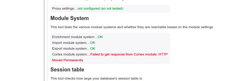 Failed to get response from Cortex module: HTTP Moved Permanently ...