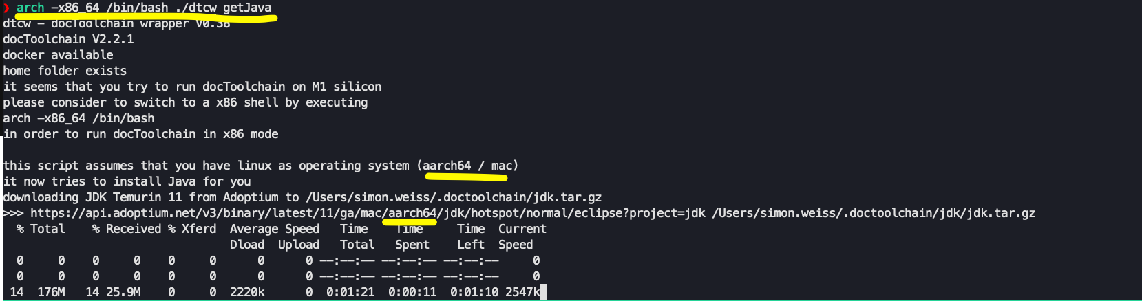 Not able to use dtcw on arm64 / apple silicone · Issue #1082 · docToolchain/docToolchain · GitHub