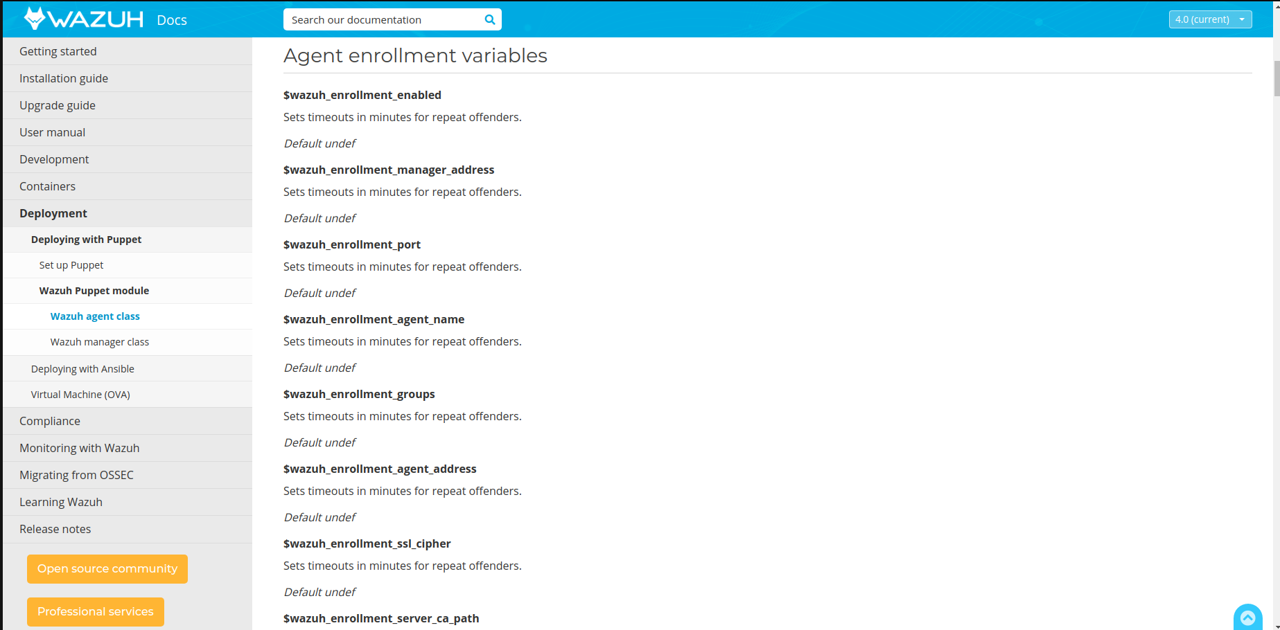 Wazuh agent puppet configuration - same descriptions and values · Issue #3219 · wazuh/wazuh ...