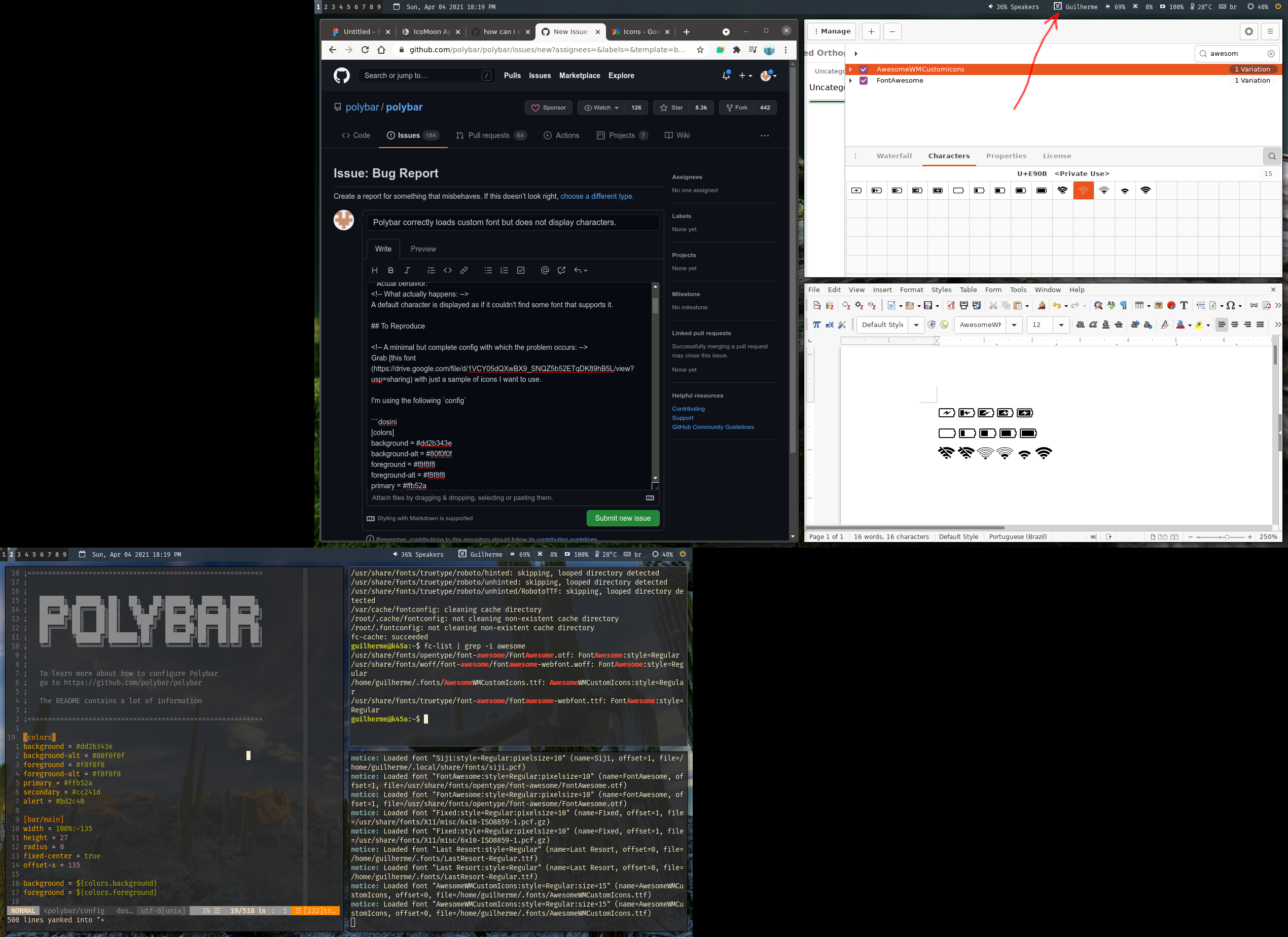 Polybar Correctly Loads Custom Font But Does Not Display Characters · Issue 2412 · Polybar