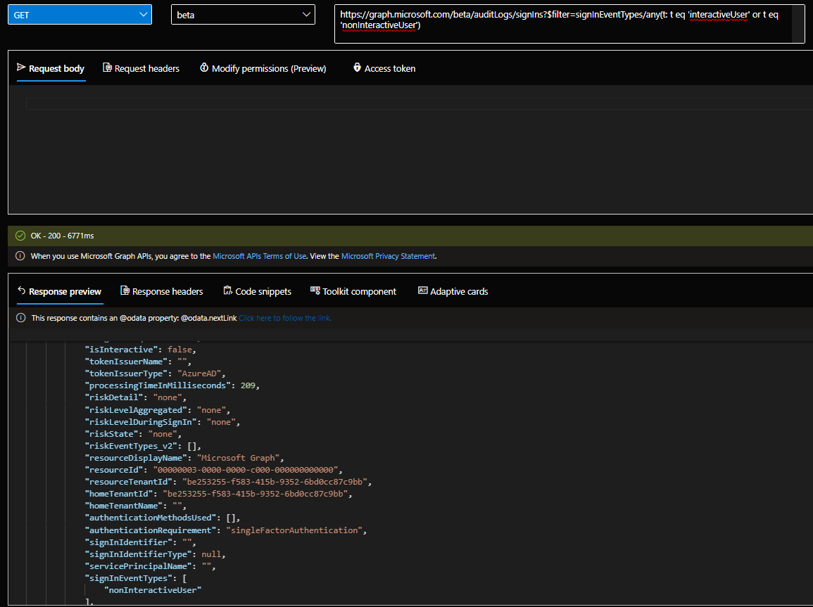 Error trying to filter signInEventTypes on Get-MgAuditLogSignIn · Issue #956 · microsoftgraph ...