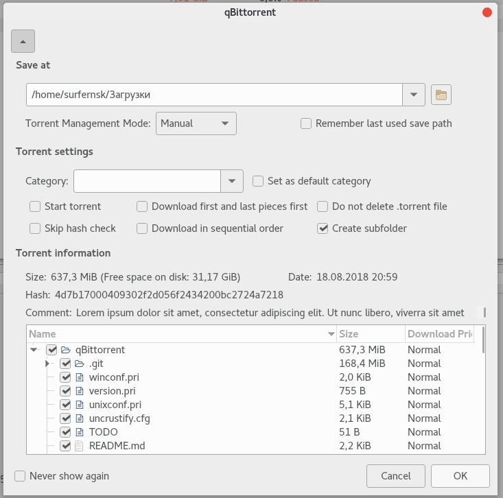 Change "Add new torrent" dialog layout · Issue #9359 · qbittorrent/qBittorrent · GitHub