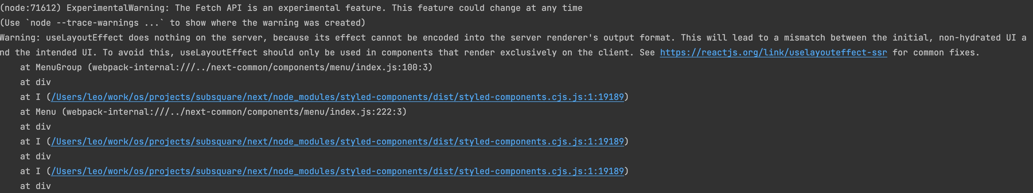Warnings by `userLayoutEffect` · Issue #2233 · opensquare-network/subsquare · GitHub