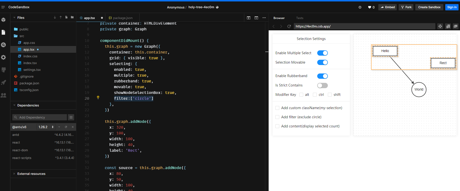 Selection下面的filter 属性无法控制节点是否可以被框选选中 · Issue #1405 · antvis/X6 · GitHub