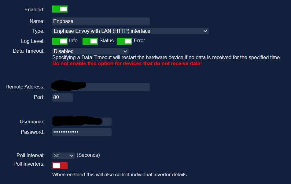 Enphase Enphase Envoy with Lan Interface - integrated hardware - raise the "pull data" frequency ...