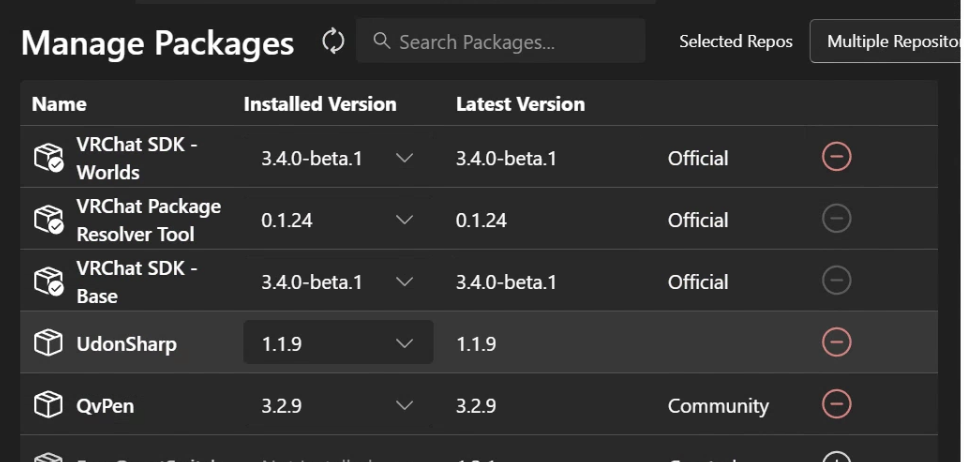 [BUG] Both UdonSharp and SDK 3.4.0-beta.1 is installed when installing package depends on ...