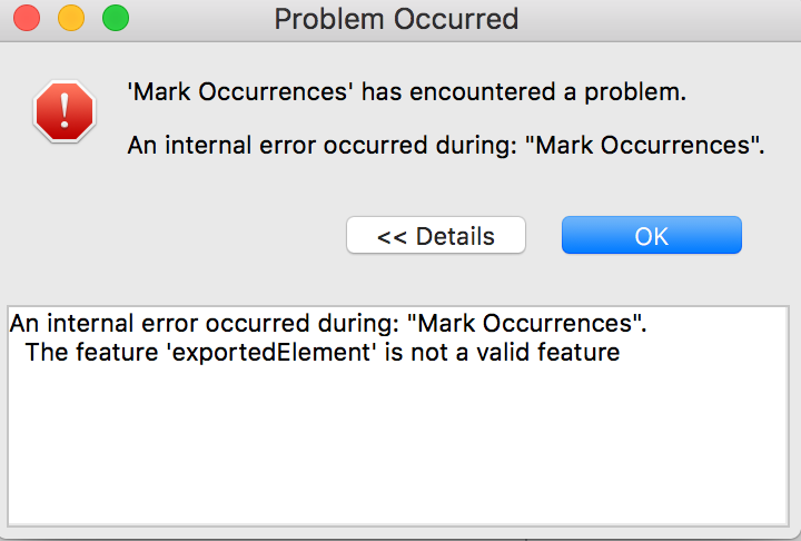 Popup dialog Mark occurrences has encountered a problem occurs frequently · Issue #1084 ...