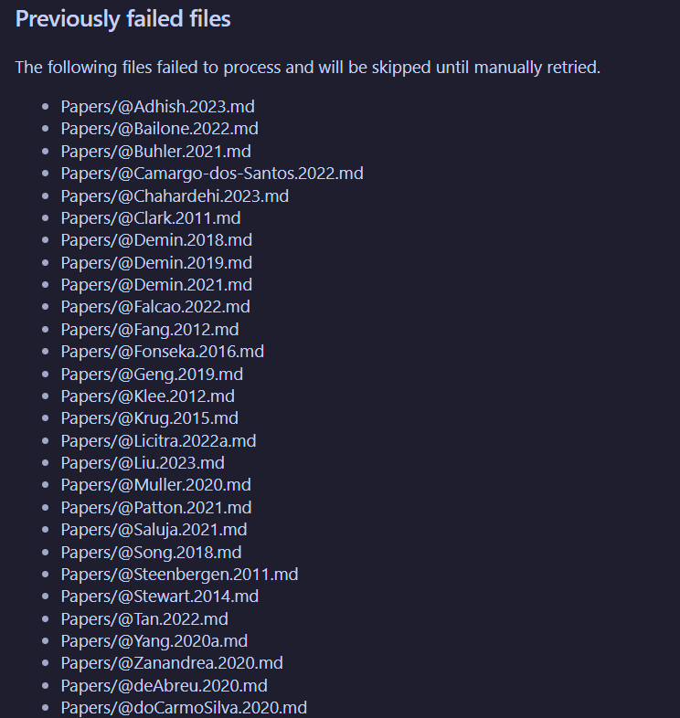 Files shown as failed to process but presenting smart connnections in ...