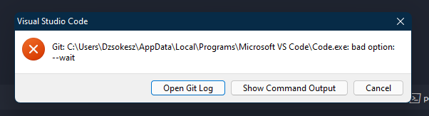 Bad option error · Issue #127771 · microsoft/vscode · GitHub