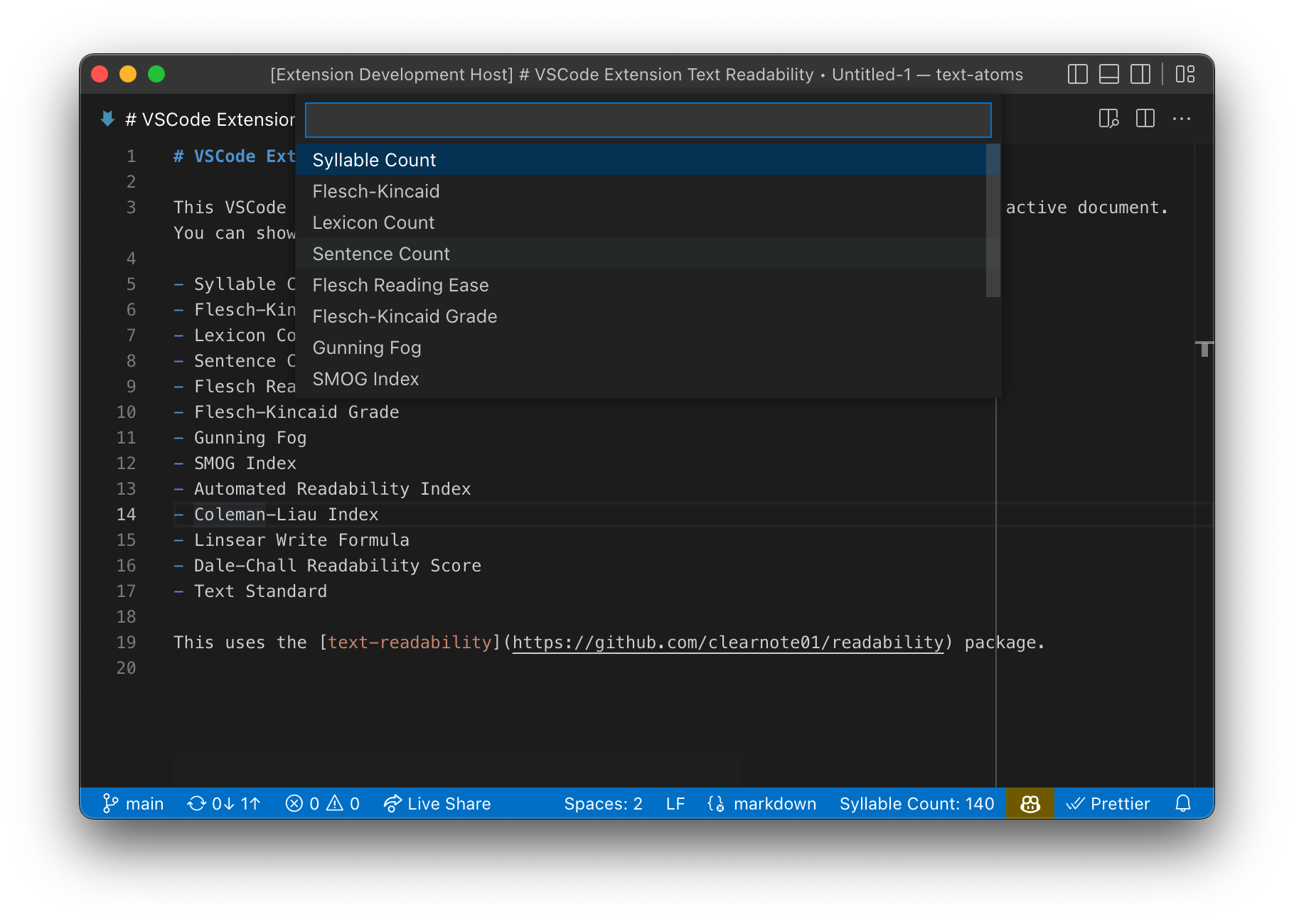 GitHub - paulshen/vscode-text-readability