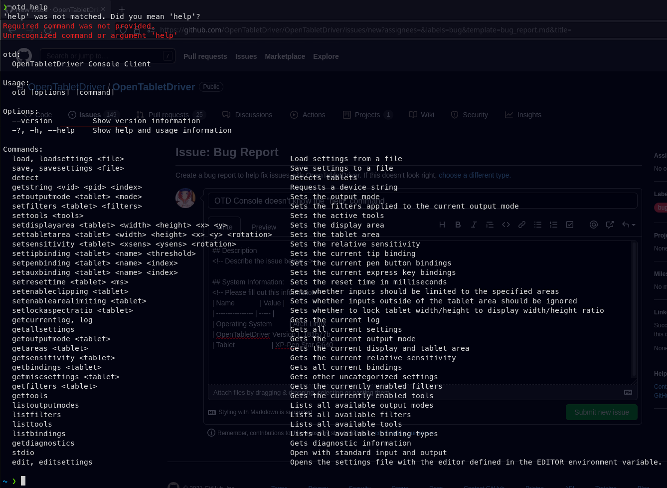 OTD Console doesn't know the "help" command · Issue #1674 · OpenTabletDriver/OpenTabletDriver ...