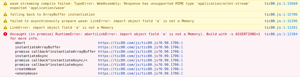 Won't Start in Firefox · Issue #1496 · nesbox/TIC-80 · GitHub