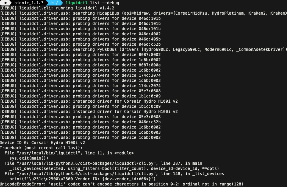 all liquidctl command except "liquidctl list" doesn't work in my computer · Issue #245 ...