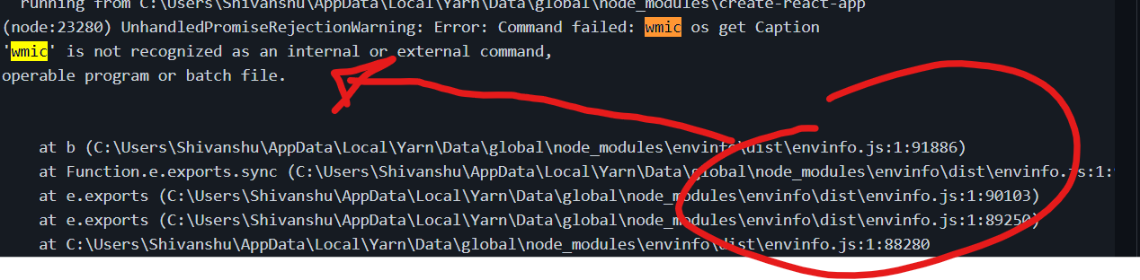 "npx create-react-app --info" (or project creation) crash as it rely on REMOVED binary ...