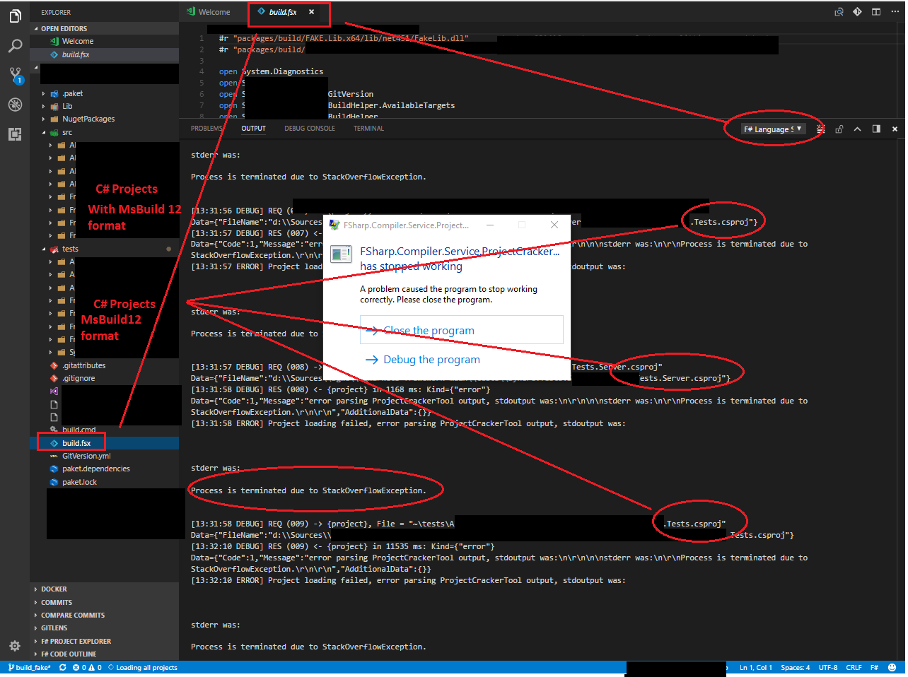 FSharp.Compiler.Service.ProjectCraker has stopped working · Issue #634 · ionide/ionide-vscode ...