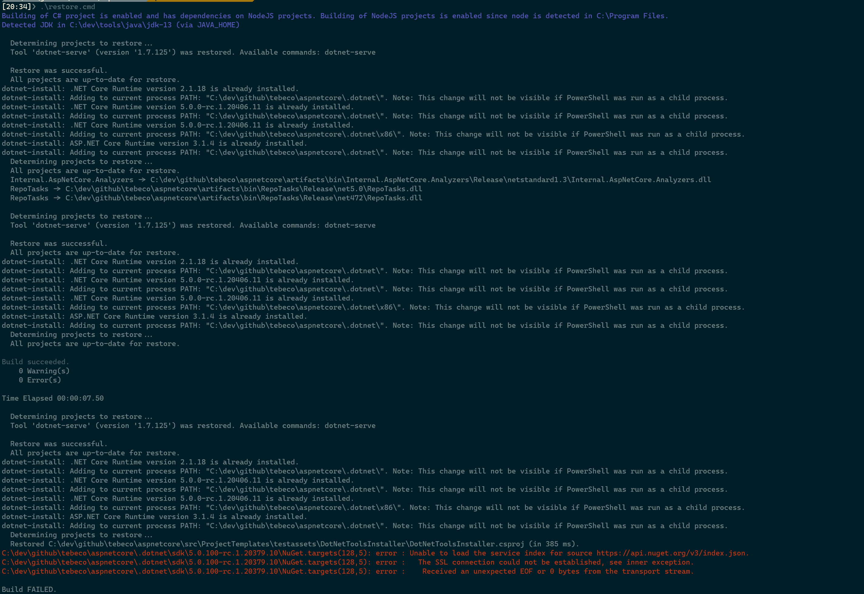 [ssl Transport Error] Unable To Restore Master Branch With 5 0 100 Rc 1 20379 10 · Issue 24722
