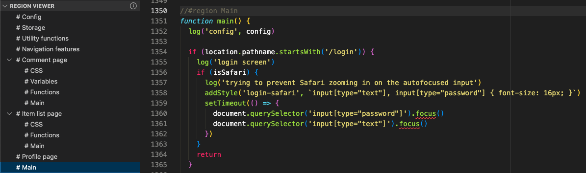 Outline: support for `//#region` fold regions · Issue #51364 · microsoft/vscode · GitHub