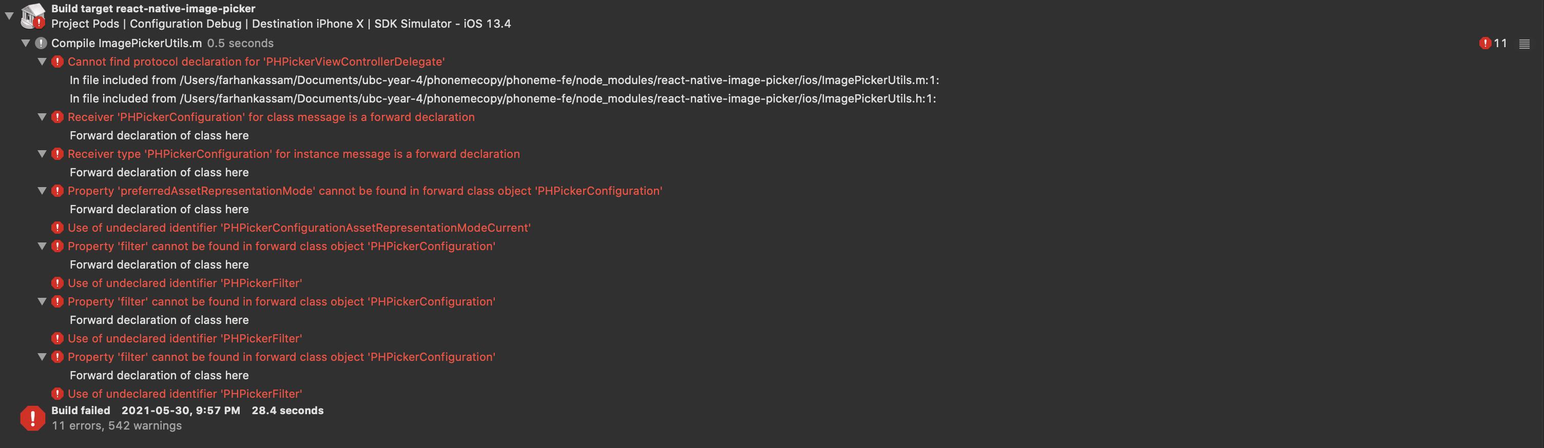 [🐛] Use of undeclared identifier `PHPickerFilter`AND Property 'filter' cannot be found in class ...