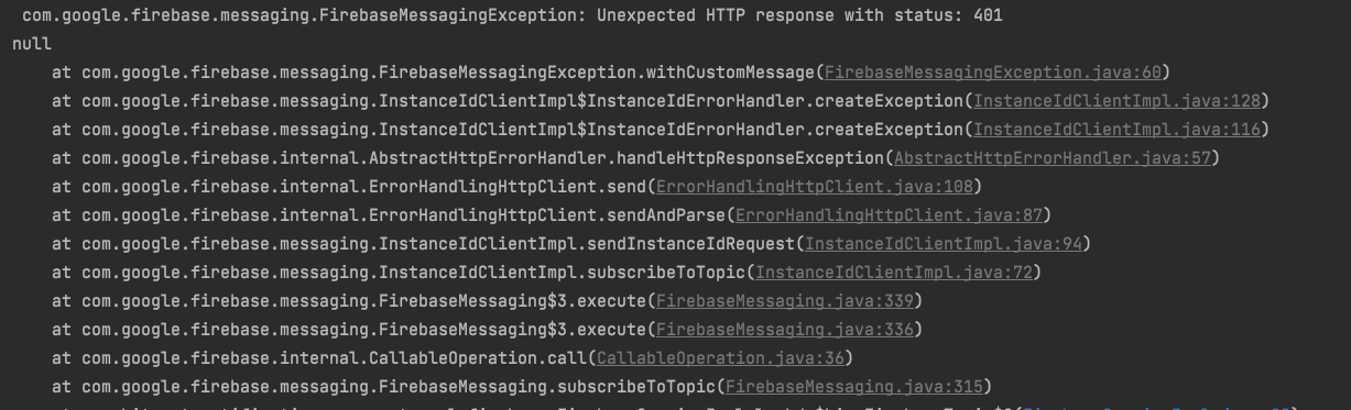 Firebase sendMEssage response: Unexpected HTTP response with status: 401 null · Issue #616 ...