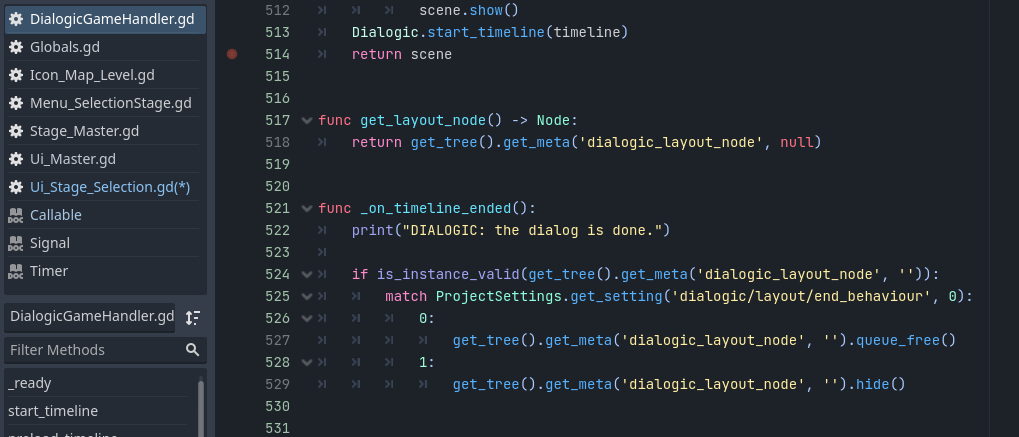 Can't connect the signal 'timeline_ended' in my script. Noob Friendly 👍 · Issue #1485 · dialogic ...