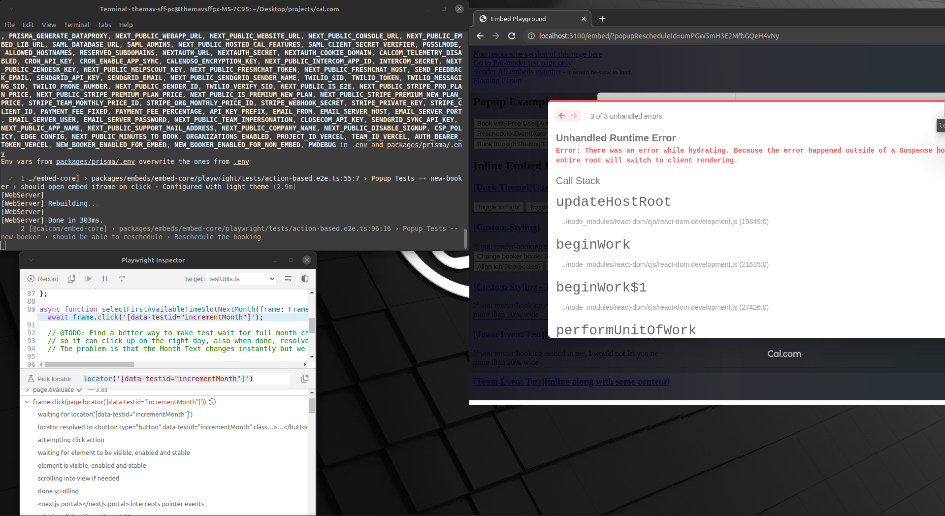 Hydration Error · Issue 10056 · Calcom · Github
