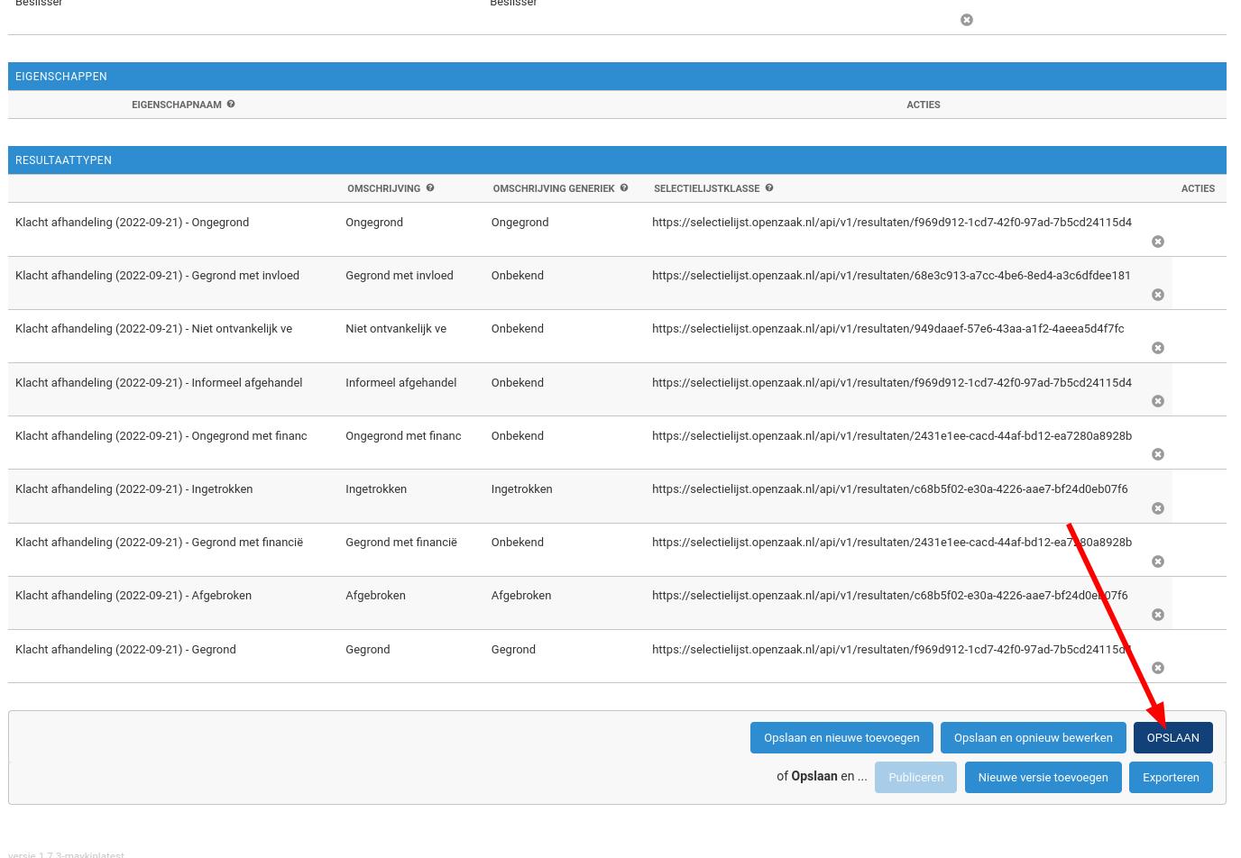 Admin: Gepubliceerde Zaaktype einddatum geven en opslaan niet mogelijk, alleen 'nieuwe versie ...
