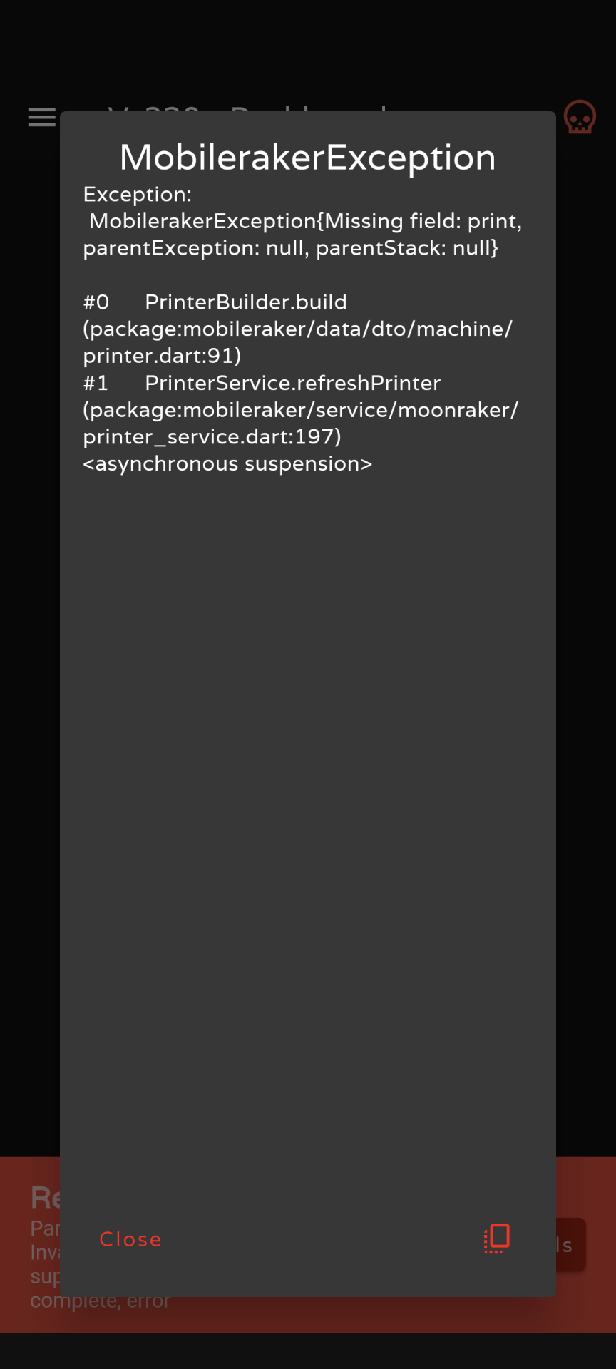 Refreshing printer if klipper is in faulty state shows error · Issue #187 · Clon1998/mobileraker ...