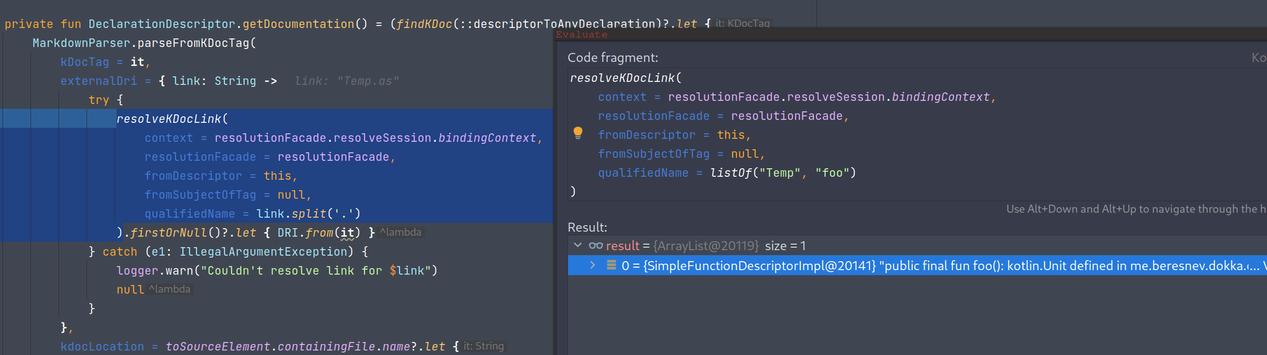 When `@see` directs to a function that is a keyword, Dokka does not display a "See also" link to ...