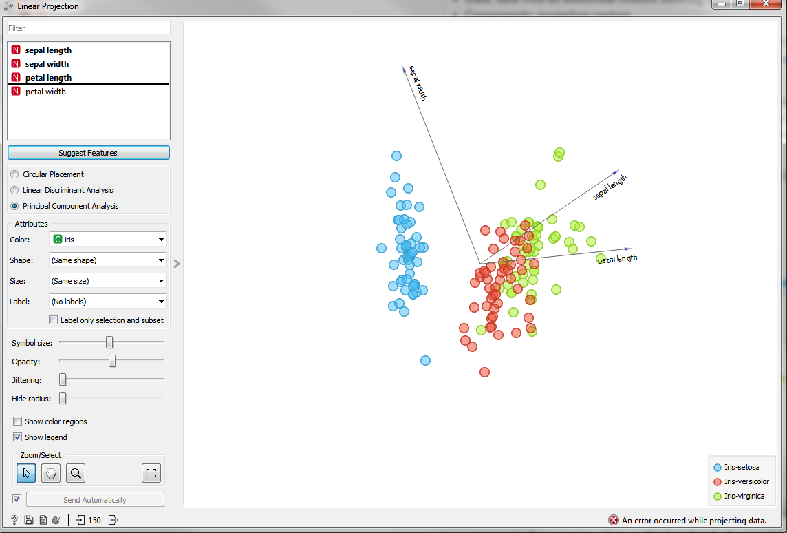 LDA not working in Linear Projection widget ? · Issue #5359 · biolab/orange3 · GitHub