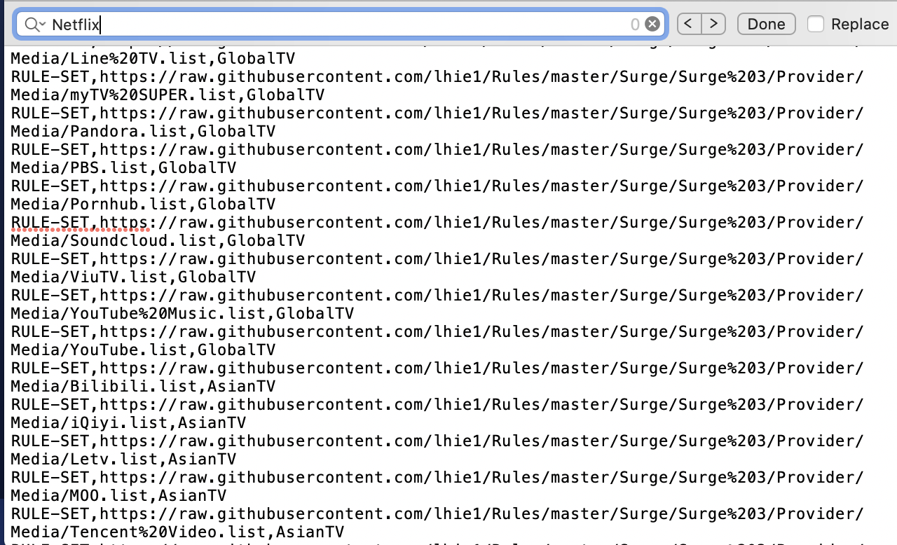 远程配置里洞主规则，global tv策略组对于netflix不生效，还是会走proxy的 · Issue #150 · tindy2013/subconverter · GitHub
