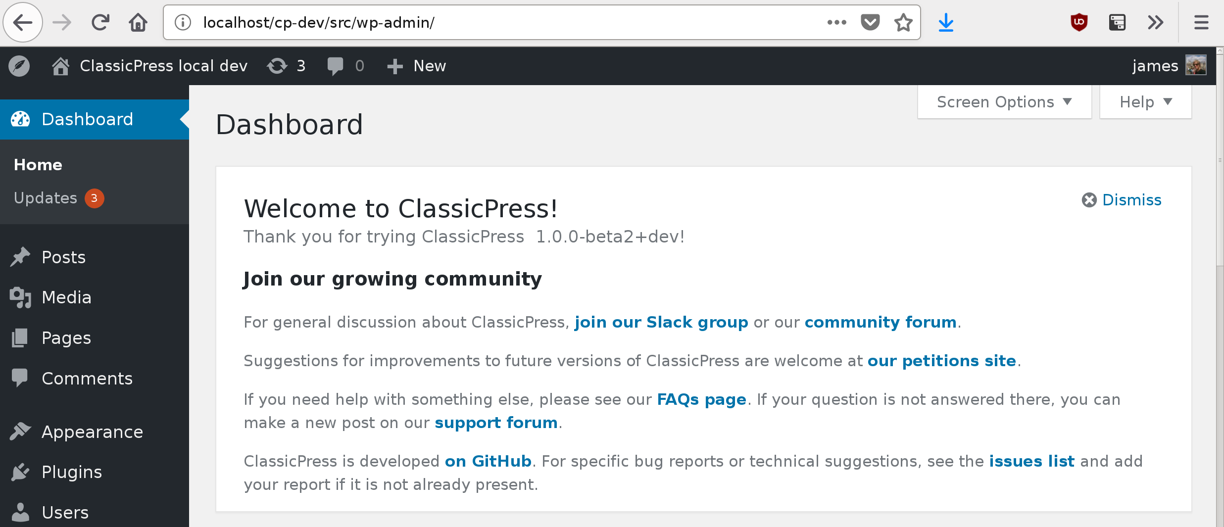 Move Welcome widget content to About dashboard page · Issue #158 · ClassicPress/ClassicPress-v1 ...