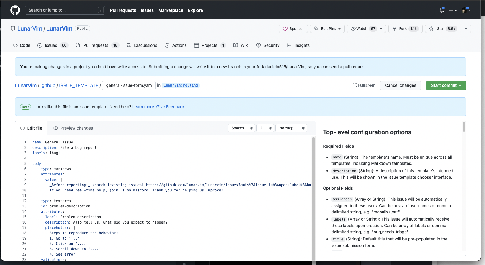 Editing Issue Template In Github Is Impossible Because Scrollbars · Community · Discussion