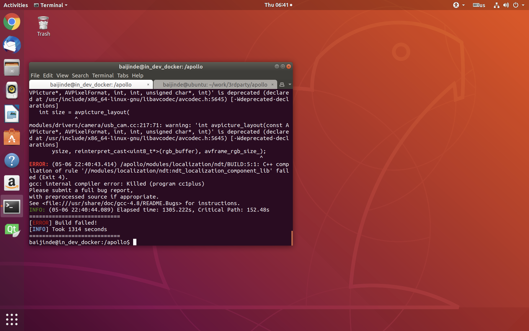 build failed Apollo 5.5. Exit 4 · Issue #11201 · ApolloAuto/apollo · GitHub