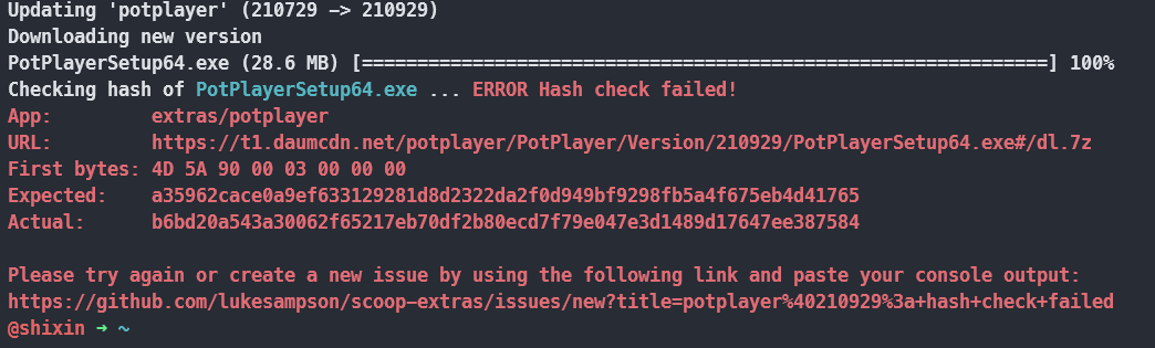 potplayer@210929: hash check failed · Issue #6924 · ScoopInstaller/Extras · GitHub