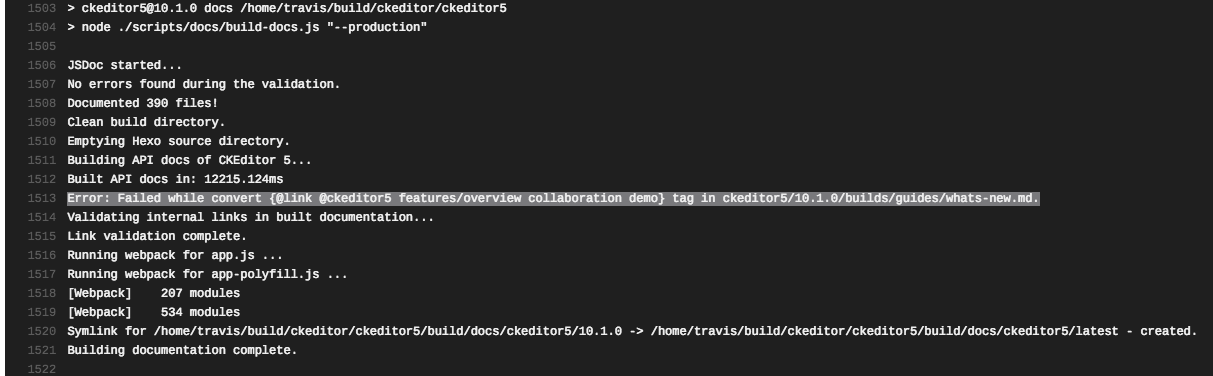 Building nightly docs stopped working · Issue #1076 · ckeditor/ckeditor5 · GitHub