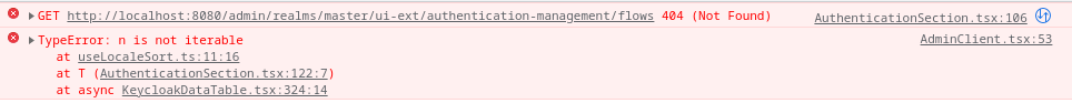 Authentication Section In Admin Console Is Not Working · Issue 19938 · Keycloakkeycloak · Github 5296