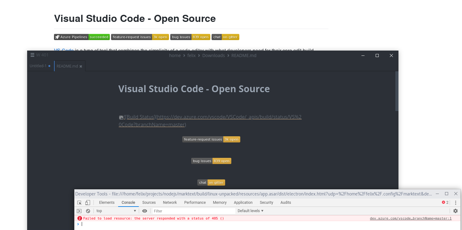 Github badges not shown after export to html · Issue #1017 · marktext/marktext · GitHub