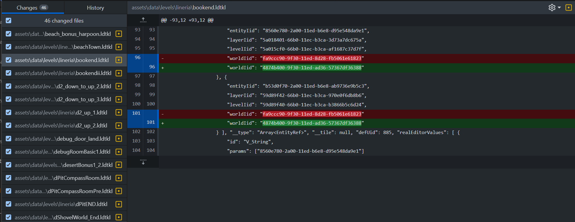 Redundant (?) world ID generation causing excessive git diffs · Issue #838 · deepnight/ldtk · GitHub