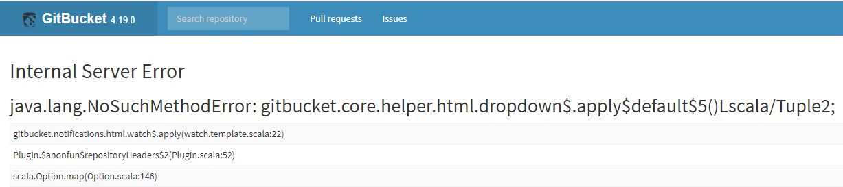 4.19.0 Internal Server Error · Issue #1787 · gitbucket/gitbucket · GitHub