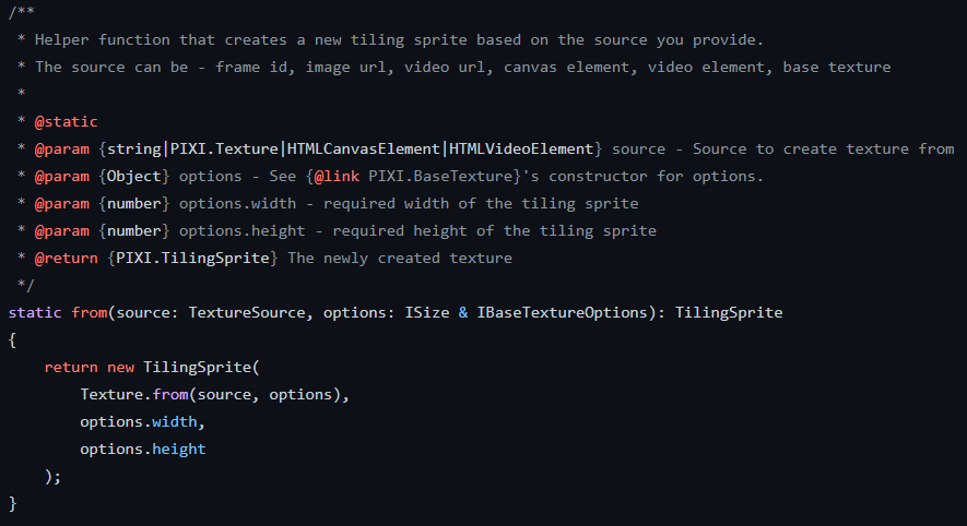 PIXI.TilingSprite.from throws error when using existing Texture as source · Issue #7469 · pixijs ...