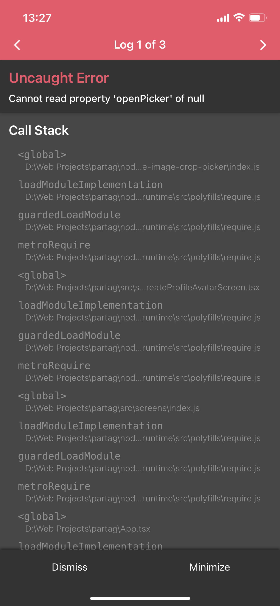 added ImagePicker.openPicker from example and the app will not start · Issue #1924 · ivpusic ...
