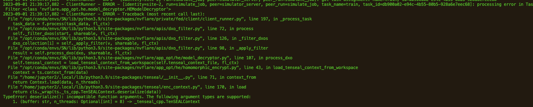 [BUG] Homomorphic encryption with simulator · Issue #1970 · NVIDIA/NVFlare · GitHub
