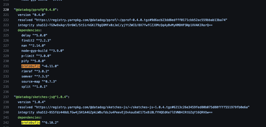 Upgrade protobufjs to prevent Prototype Pollution · Issue #2096 · DataDog/dd-trace-js · GitHub