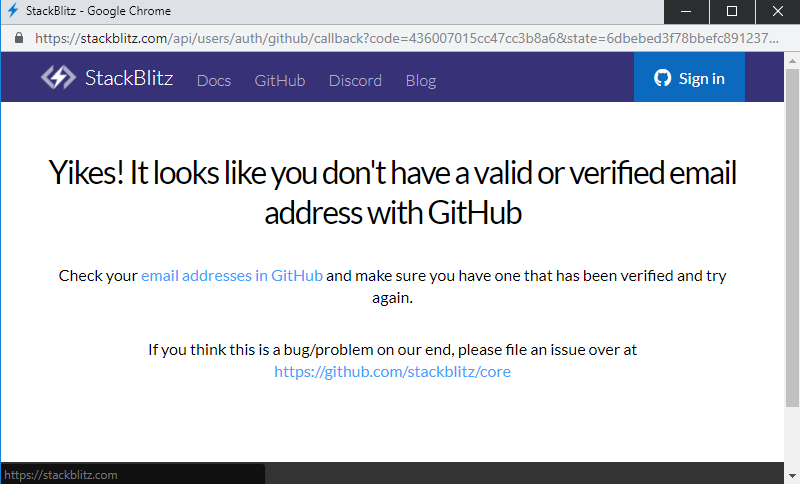 Email Id Issue While Signup With Stackblitz · Issue 766 · Stackblitz Core · Github
