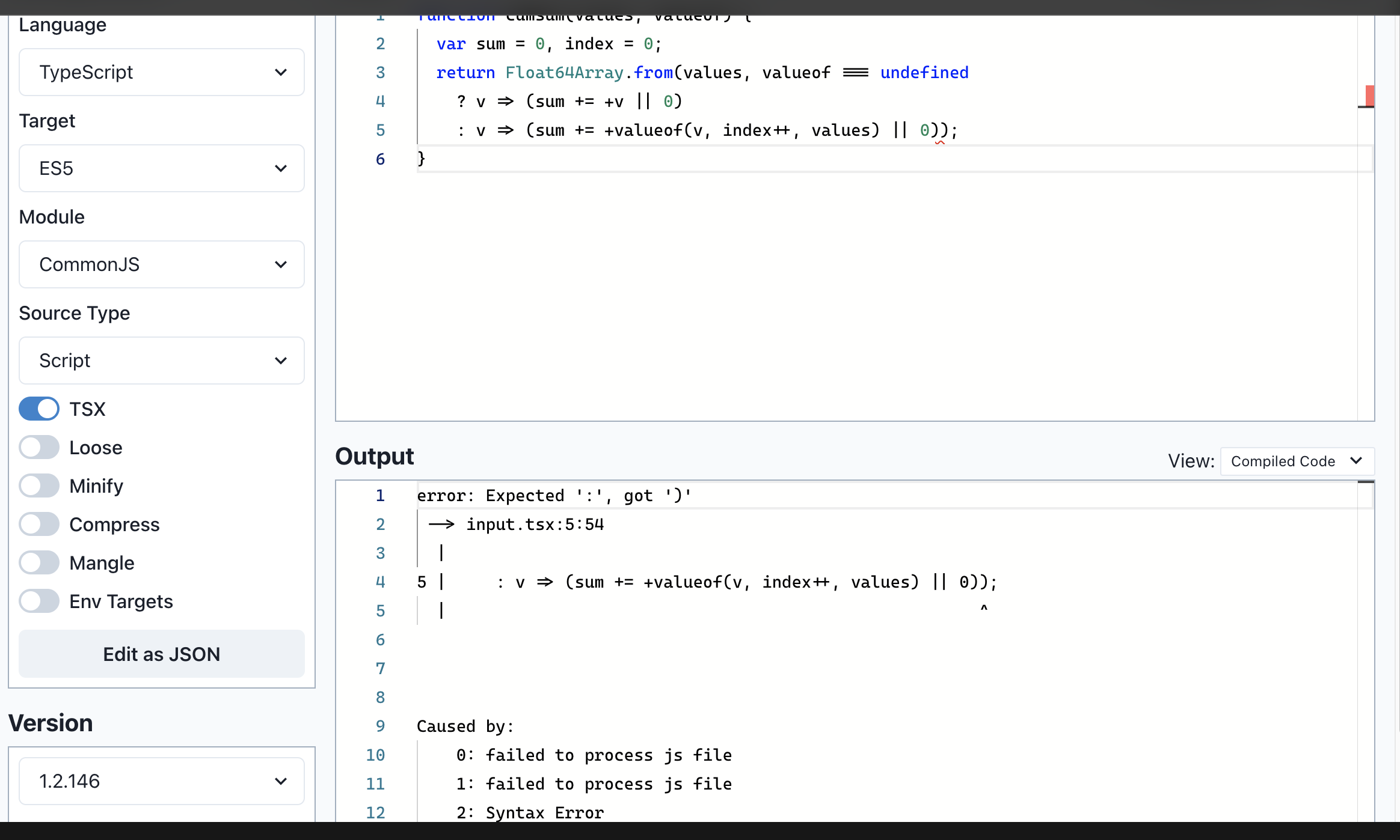 swc can not compile some legal js code when parser set to 'typescript' · Issue #4911 · swc ...